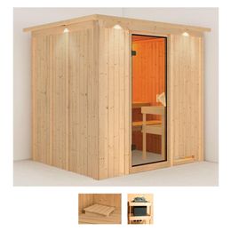 Karibu Sauna "Dima", ohne Ofen, (ohne Ofen), beige, Saunen, ohne Ofen