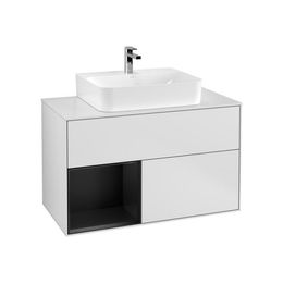 Villeroy & Boch Villeroy und Boch Finion Waschtischunterschrank F111PDMT 100cm, Abdeckplatte black matt, Regal links Black matt lacquer, White matt lacquer