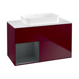 Villeroy & Boch Villeroy und Boch Finion Waschtischunterschrank F651HGHB 100x60,3x50,1cm, Regal links Midnight Blue Matt Lacquer, Peony Matt