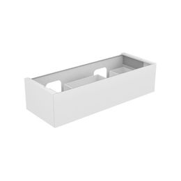 KEUCO Edition 11 Waschtischunterschrank 31267300100 140 x 35 x 53,5 cm, mit LED-Beleuchtung, Lack Seidenmatt, Glas Wei&szlig;