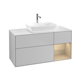 Villeroy & Boch Villeroy und Boch Finion Waschtischunterschrank G831PCGJ 120cm, Abdeckplatte white matt, Emotion, Regale Oak Veneer, Light grey matt