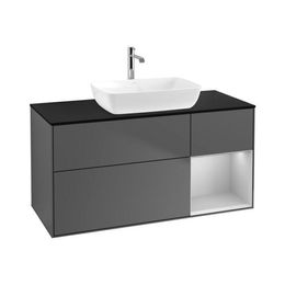 Villeroy & Boch Villeroy und Boch Finion Waschtischunterschrank F832GJGK 120cm, Abdeckplatte black matt, Regale Light grey matt lacquer, Anthracite matt