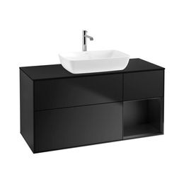 Villeroy & Boch Villeroy und Boch Finion Waschtischunterschrank F832PDPD 120cm, Abdeckplatte black matt, Regale Black matt lacquer, Black matt lacquer