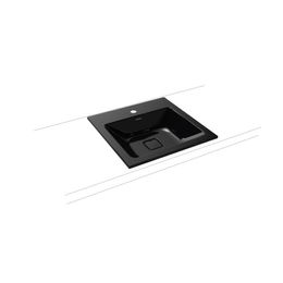 Kaldewei Cono Einbau-Waschtisch 908206013701 3075, 50x50cm, schwarz Perl-Effekt, ohne &Uuml;berlauf, 1 Hahnloch