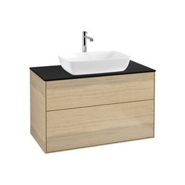 Villeroy & Boch Villeroy und Boch Finion Waschtischunterschrank G76200PC 100x60,3cm, Emotion, Abdeckplatte black matt, Oak Veneer
