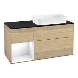 Villeroy & Boch Villeroy und Boch Finion Waschtischunterschrank F682GFPC 120x60,3x50,1cm, Regal links Glossy white lacquer, Oak Veneer