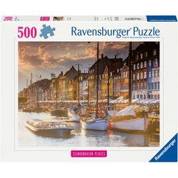 Ravensburger Kinder Puzzle "Scandinavian Places, Sonnenuntergang in Kopenhagen", bunt, B:49cm H:36cm, Puzzles, Made in Germany