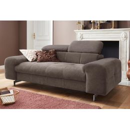 2-Sitzer COTTA, B:201cm H:72cm T:105cm, braun, Chenille (90% Polyester, 10% Polyamid);Struktur (100% Polyester), Sofas, "Chef", mit