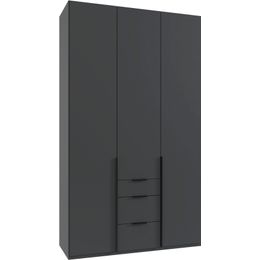 Drehtürenschrank wimex, B:135cm H:236cm T:58cm, schwarz, Holzwerkstoff, Schränke, "Mugano", wahlweise mit oder ohne Spiegel, mit Schubladen