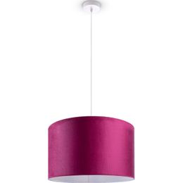 Paco Home Pendelleuchte "Hugo uni Color", &Oslash; 45,5cm H: 28cm, lila, Esszimmer, Leuchten, Wohnzimmer Lampenschirm aus Velour Unifarben Deko E27 Kabel