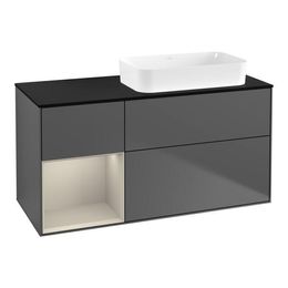 Villeroy & Boch Villeroy und Boch Finion Waschtischunterschrank F682HHGK 120x60,3x50,1cm, Regal links Sand Matt Lacquer, Anthracite matt