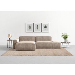 Ecksofa Trendmanufaktur, B:275cm H:72cm T:160cm, beige, 88% Polyester, 12% Polyacryl, Wohnzimmer, Sofas, "Braga, mit hochwertigem Kaltschaum, L-Form,