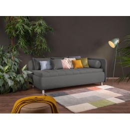 Schlafsofa Alina, B:207cm H:80cm T:102,5cm, grau, Struktur TMD (100% Polyester), Jugendzimmer, Sofas, "Kiana", mit Bettkasten und Zierkissen,