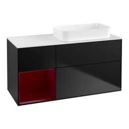 Villeroy & Boch Villeroy und Boch Finion Waschtischunterschrank F681HBPD 120x60,3x50,1cm, Regal links Peony, Black matt lacquer