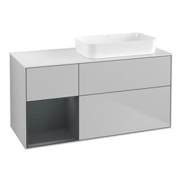 Villeroy & Boch Villeroy und Boch Finion Waschtischunterschrank F681HGGJ 120x60,3x50,1cm, Regal links Midnight Blue Matt Lacquer, Light grey matt