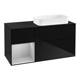 Villeroy & Boch Villeroy und Boch Finion Waschtischunterschrank F682GJPH 120x60,3x50,1cm, Regal links Light grey matt, Glossy Black Lacquer