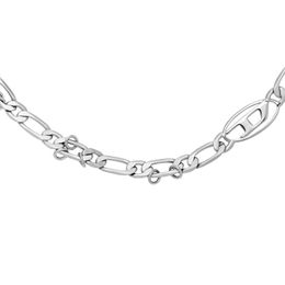 Diesel Damen Kette ohne Anh&auml;nger "Schmuck Geschenk Metall OVAL D LOGO", Edelstahl Metall, L: 60 B: 8mmedelstahlfarben, metallfarben, Edelstahl,