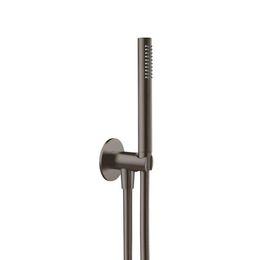 Herzbach Design iX PVD Wannenset 21.914500.1.40 Black Steel, integriertem Brauseanschlussbogen, Brauseschlauch 1.600mm