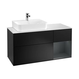 Villeroy & Boch Villeroy und Boch Finion Waschtischunterschrank G151HGPD 120cm, Abdeckplatte white matt, Emotion, Regal links Midnight Blue Matt Lacquer, Black matt lacquer