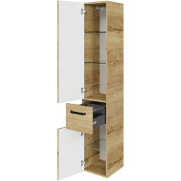 Hochschrank SAPHIR, B:30cm H:168cm T:33cm, braun, Spanplatte, Badezimmer, Schr&auml;nke, "Serie 4010 Badschrank 30 cm breit, mit 2 T&uuml;ren und 1 Schublade",