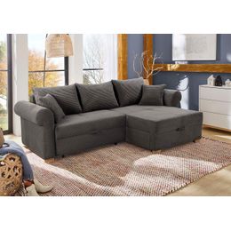 Jockenhöfer Ecksofa, B:248cm T:99cm, grau, JOCKENHÖFER GRUPPE, Korpus: 100% Polyester;Kissen: 100% Polyester, Wohnzimmer, Sofas, "List L-Form", viel Stauraum, 2