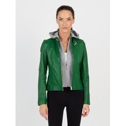 JCC Damen Lederjacke "31024030", gr&uuml;n, Gr. 34, Obermaterial: 100% Lammleder. Futter: 70% Baumwolle, 30% Polyester, Jacken