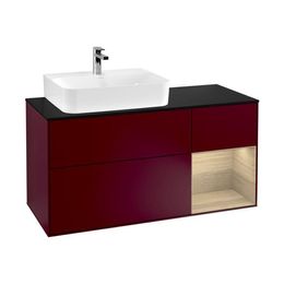 Villeroy & Boch Villeroy und Boch Finion Waschtischunterschrank G152PCHB 120cm, Abdeckplatte black matt, Emotion, Regal links Oak Veneer, Peony Matt