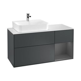 Villeroy & Boch Villeroy und Boch Finion Waschtischunterschrank G151GKHG 120cm, Abdeckplatte white matt, Emotion, Regal links Anthracite matt, Midnight Blue Matt Lacquer