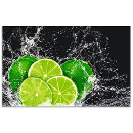 K&uuml;chenr&uuml;ckwand Artland, B:80cm H:50cm, gr&uuml;n, Aluminium, Spritzschutzw&auml;nde, "Limone mit Spritzwasser", Alu Spritzschutz mit Klebeband, einfache Montage