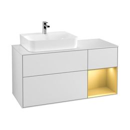 Villeroy & Boch Villeroy und Boch Finion Waschtischunterschrank F151HFMT 120cm, Abdeckplatte white matt, Regal rechts Gold matt, White matt lacquer