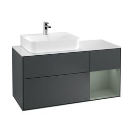 Villeroy & Boch Villeroy und Boch Finion Waschtischunterschrank G151GMHG 120cm, Abdeckplatte white matt, Emotion, Regal links Olive Matt Lacquer, Midnight Blue Matt Lacquer