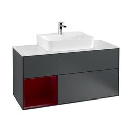 Villeroy & Boch Villeroy und Boch Finion Waschtischunterschrank F161HBHG 120cm, Abdeckplatte white matt, Regal links Peony, Midnight Blue Matt Lacquer