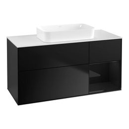 Villeroy & Boch Villeroy und Boch Finion Waschtischunterschrank F711PHPD 120x60,3x50,1cm, Regal rechts Glossy Black Lacquer, Black matt lacquer