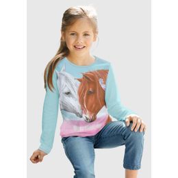 Miss Melody M&auml;dchen Langarmshirt, gr&uuml;n, Gr. 92, bedruckt, Jersey, Obermaterial: 100% Baumwolle, Shirts, f&uuml;r Pferde-Fans
