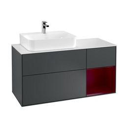 Villeroy & Boch Villeroy und Boch Finion Waschtischunterschrank G151HBHG 120cm, Abdeckplatte white matt, Emotion, Regal links Peony, Midnight Blue Matt Lacquer