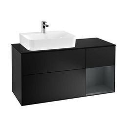 Villeroy & Boch Villeroy und Boch Finion Waschtischunterschrank G152HGPD 120cm, Abdeckplatte black matt, Emotion, Regal links Midnight Blue Matt Lacquer, Black matt lacquer
