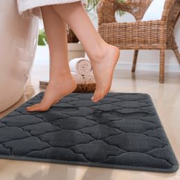 Badematte Paco Home, H:13mm, grau, Polyester, Badematten, "Corby 251, Memory-Schaum Effekt", Badteppich, Uni Farben, Ornamente, Hoch-Tief Effekt
