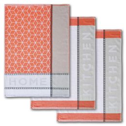 Geschirrtuch Dyckhoff, B:50cm L:70cm, orange, 100% Baumwolle, Geschirrt&uuml;cher, "HOME & KITCHEN, Ma&szlig;e je Tuch ca. 50x70 cm, aus 100% Baumwolle", mit