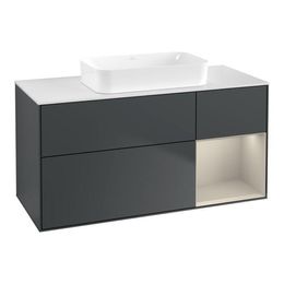 Villeroy & Boch Villeroy und Boch Finion Waschtischunterschrank G711HHHG 120x60,3x50,1cm, Regal rechts Sand Matt, Midnight Blue Matt Lacquer