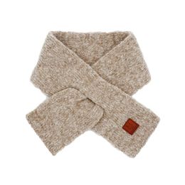 MaxiMo M&auml;dchen Strickschal, braun, meliert, Strick, Materialmix, Modet&uuml;cher, Steckschlaufe, 8 x 60 cm, weich und w&auml;rmend