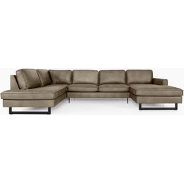 Wohnlandschaft Home Affaire, B:350cm H:85cm T:206cm, grau, Luxus-Microfaser in Lederoptik (100% Polyester);Cord (92% Polyester, 8% Polyamide), Sofas,