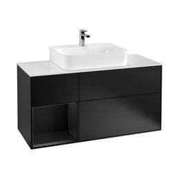Villeroy & Boch Villeroy und Boch Finion Waschtischunterschrank F161PDPD 120cm, Abdeckplatte white matt, Regal links Black matt lacquer, Black matt lacquer