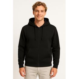 Only & Sons ONLY & SONS Herren Kapuzensweatshirt "ONSCHASE REG ZIP HOOD OTL", schwarz, Gr. S, meliert, angeraute Sweatware, Obermaterial: 52% Baumwolle, 48%