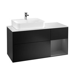 Villeroy & Boch Villeroy und Boch Finion Waschtischunterschrank G151GKPD 120cm, Abdeckplatte white matt, Emotion, Regal links Anthracite matt, Black matt lacquer