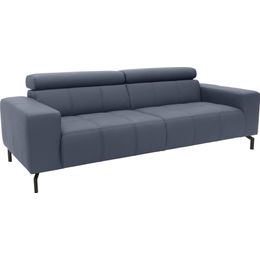 2,5-Sitzer DOMO collection, B:238cm H:79cm T:104cm, blau, Echtleder, Sofas, "Cunelli zeitlos und elegant, moderne Sitzn&auml;hte als Designelement",