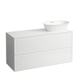Laufen The new classic Schubladenelement/Sideboard H4060840856281 117,5x60x45,5cm, 2 Schubladen, Waschtisch Ausschnitt rechts, geschw&auml;rzte Eiche