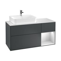 Villeroy & Boch Villeroy und Boch Finion Waschtischunterschrank F151MTHG 120cm, Abdeckplatte white matt, Regal rechts White matt lacquer, Midnight Blue Matt Lacquer