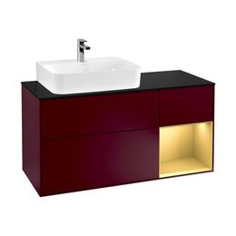 Villeroy & Boch Villeroy und Boch Finion Waschtischunterschrank G152HFHB 120cm, Abdeckplatte black matt, Emotion, Regal links Gold matt, Peony Matt