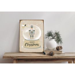 Alu-Dibond-Druck queence, B:20cm H:30cm T:0,2cm, braun, Alu Dibond, Bilder, "Schneekugel", Merry Christmas, Nussknacker Schild