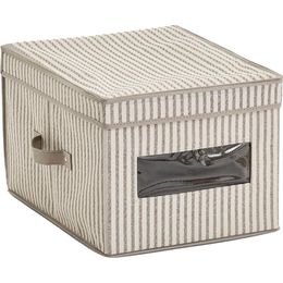 zeller PRESENT Aufbewahrungsbox "Stripes", Ma&szlig;e(B/T/H):(30/39,5/25)(B/T/H):(30/39,5/25), beige, K&uuml;che, Aufbewahrungsboxen, Vlies, beige